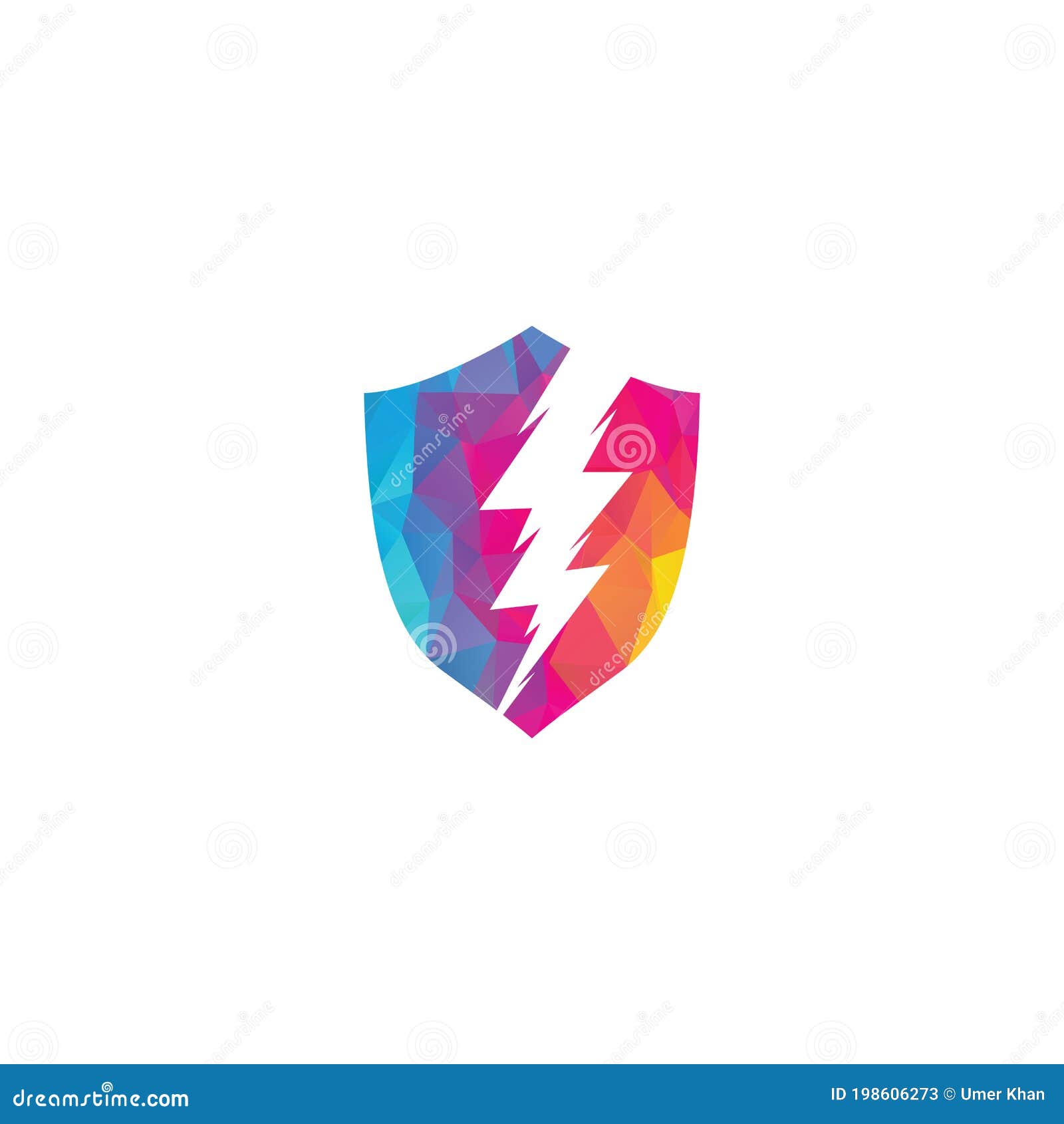 Shield With Lighting Symbol Icon, Cartoon Style Vector Illustration ...