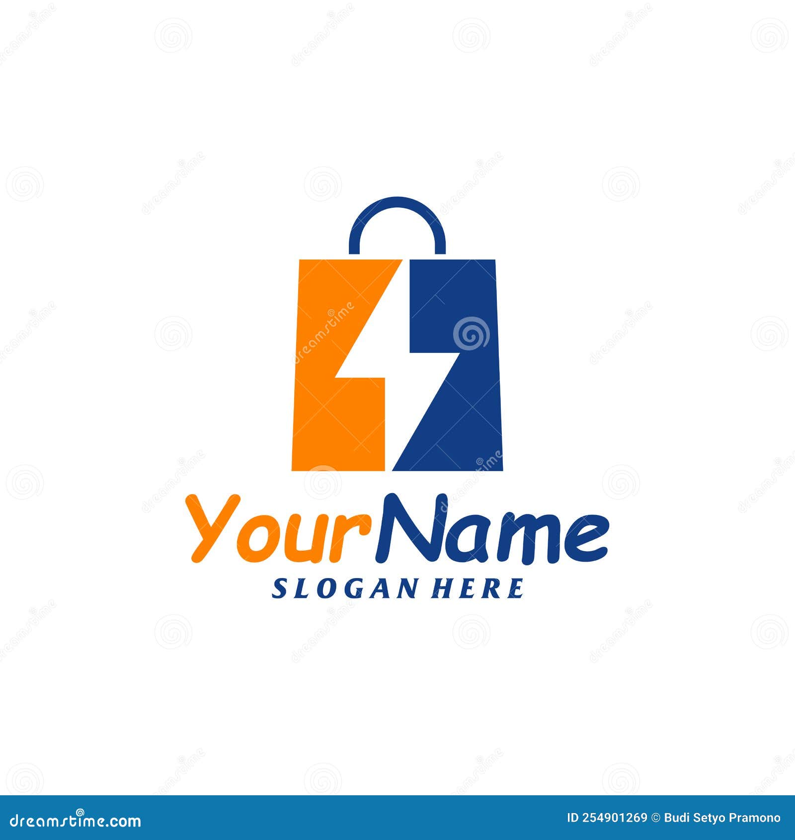 Thunder Shop Logo Design Template. Fast Shop Logo Concept Vector Stock ...