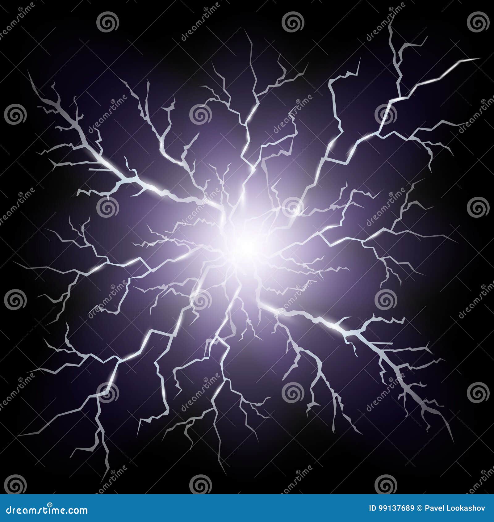 Thunder Storm Flash Light on Black Background. Vector Realistic ...