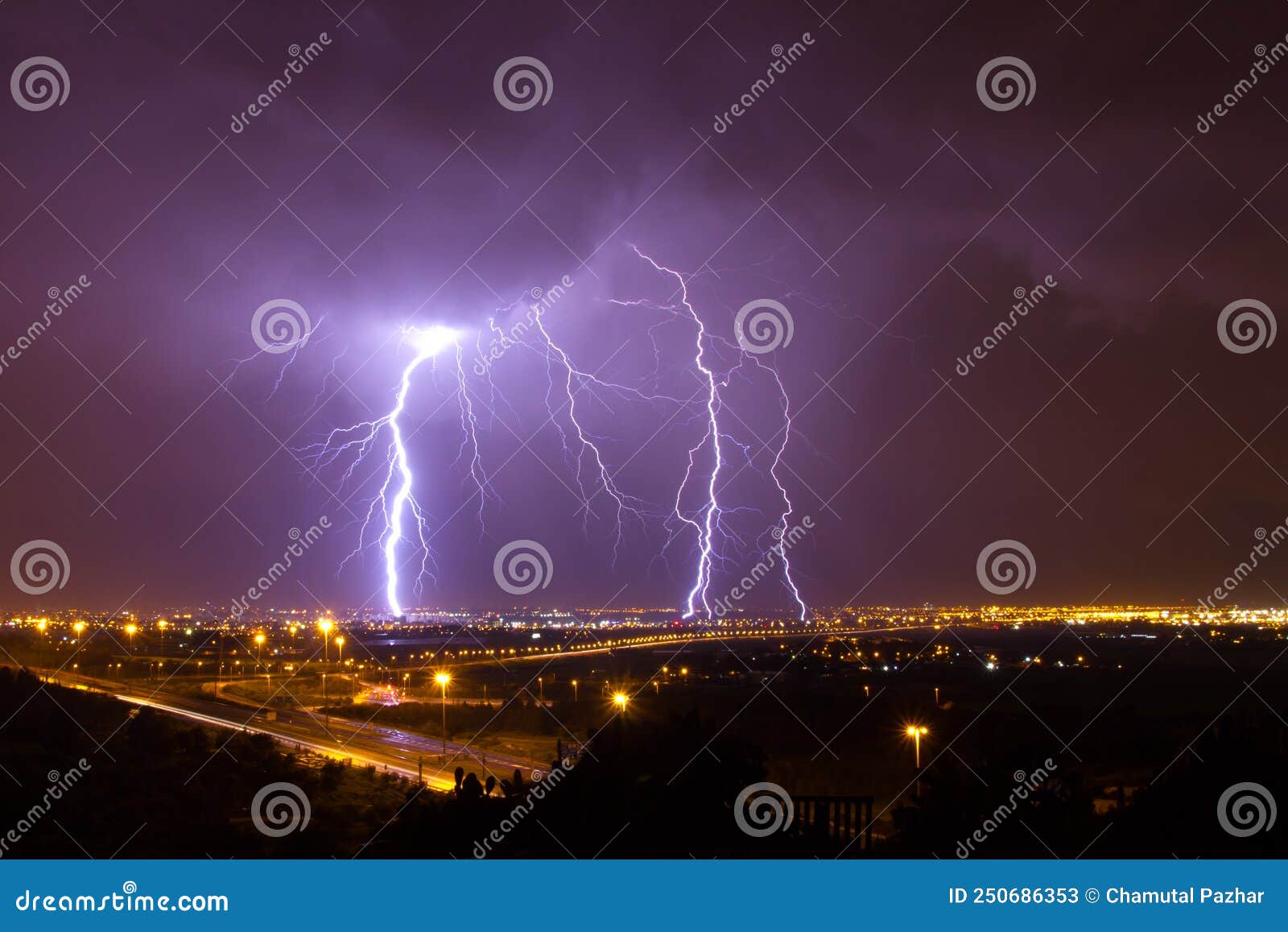 Stormy Night with Thunder and Lightning Strike Stock Image - Image of ...