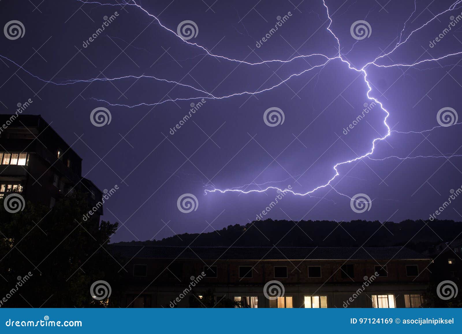 Thunder storm night stock image. Image of danger, dark - 97124169