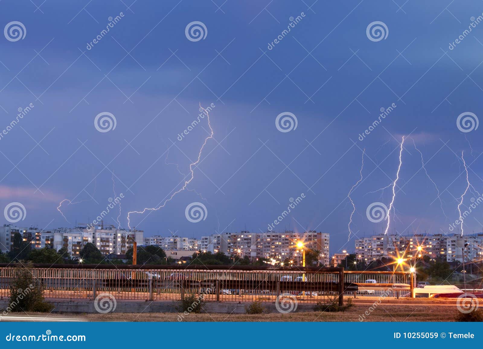 Thunder Storm Over the City Stock Image - Image of bright, blue: 10255059