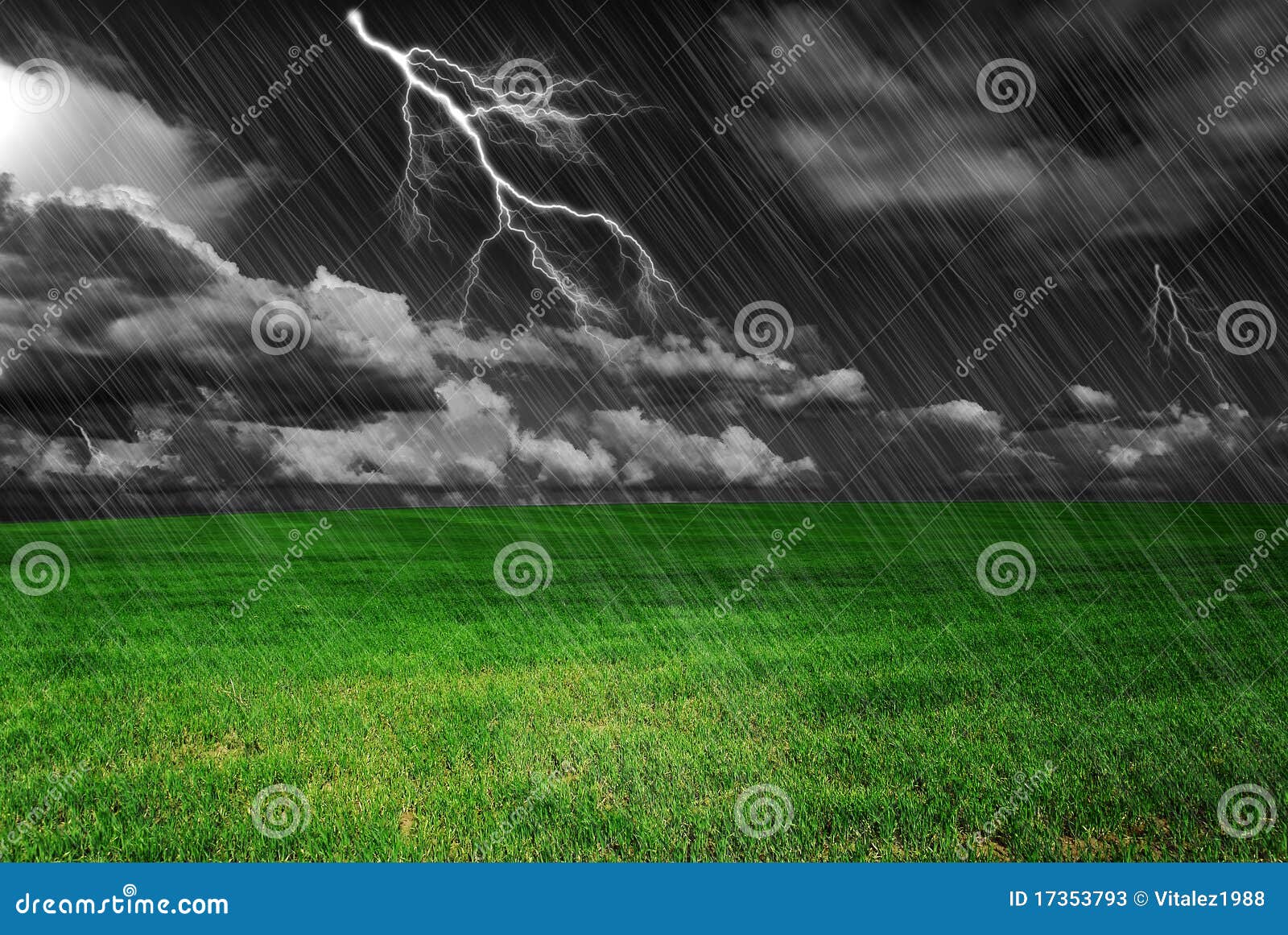 Thunder-storm over a field stock image. Image of grass - 17353793