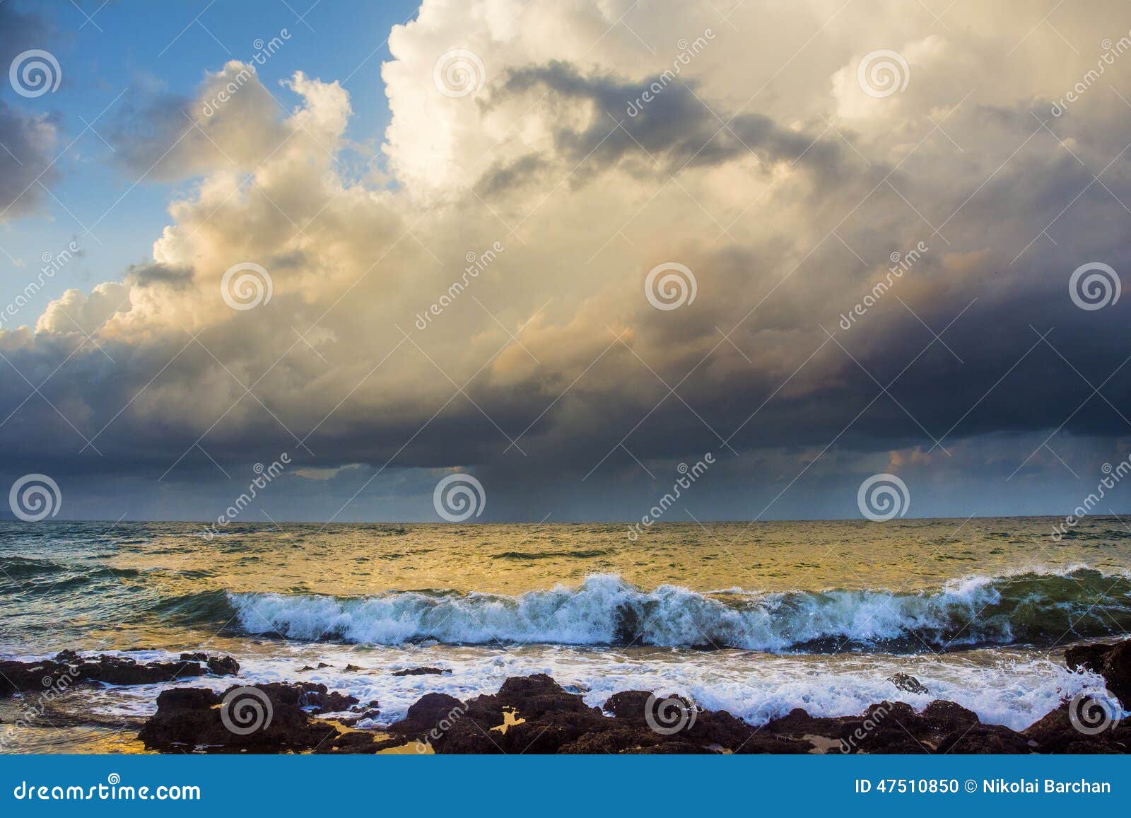 Thunder-storm over the sea stock photo. Image of thundercloud - 47510850