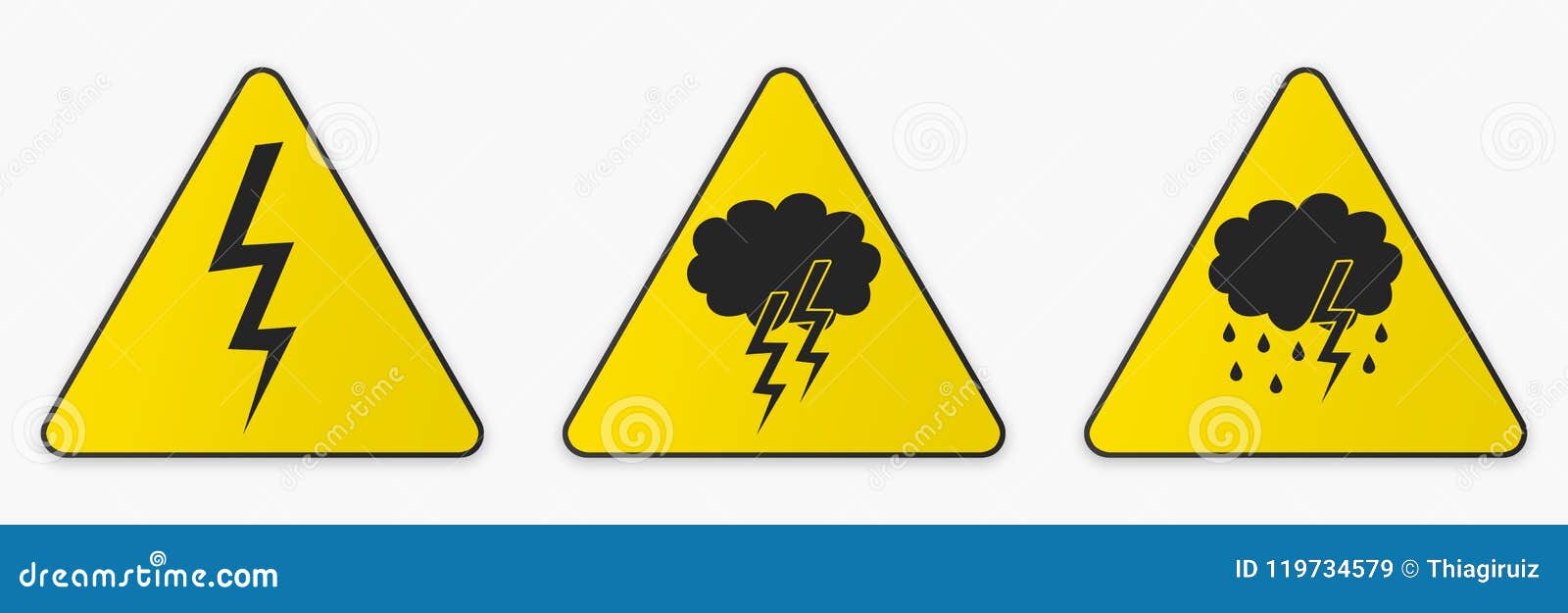 Thunder and Storm. Set of Signs. Stock Illustration - Illustration of ...