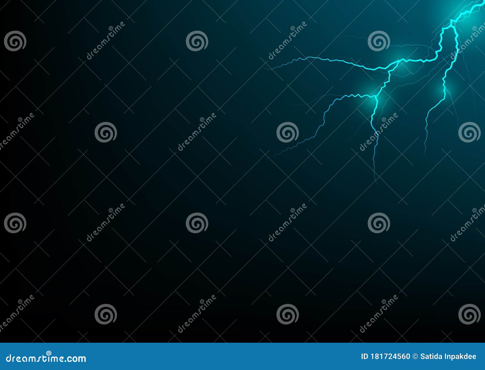 Thunder Storm Vector Realistic Lightning Thunderbolt in Blue or Neon ...