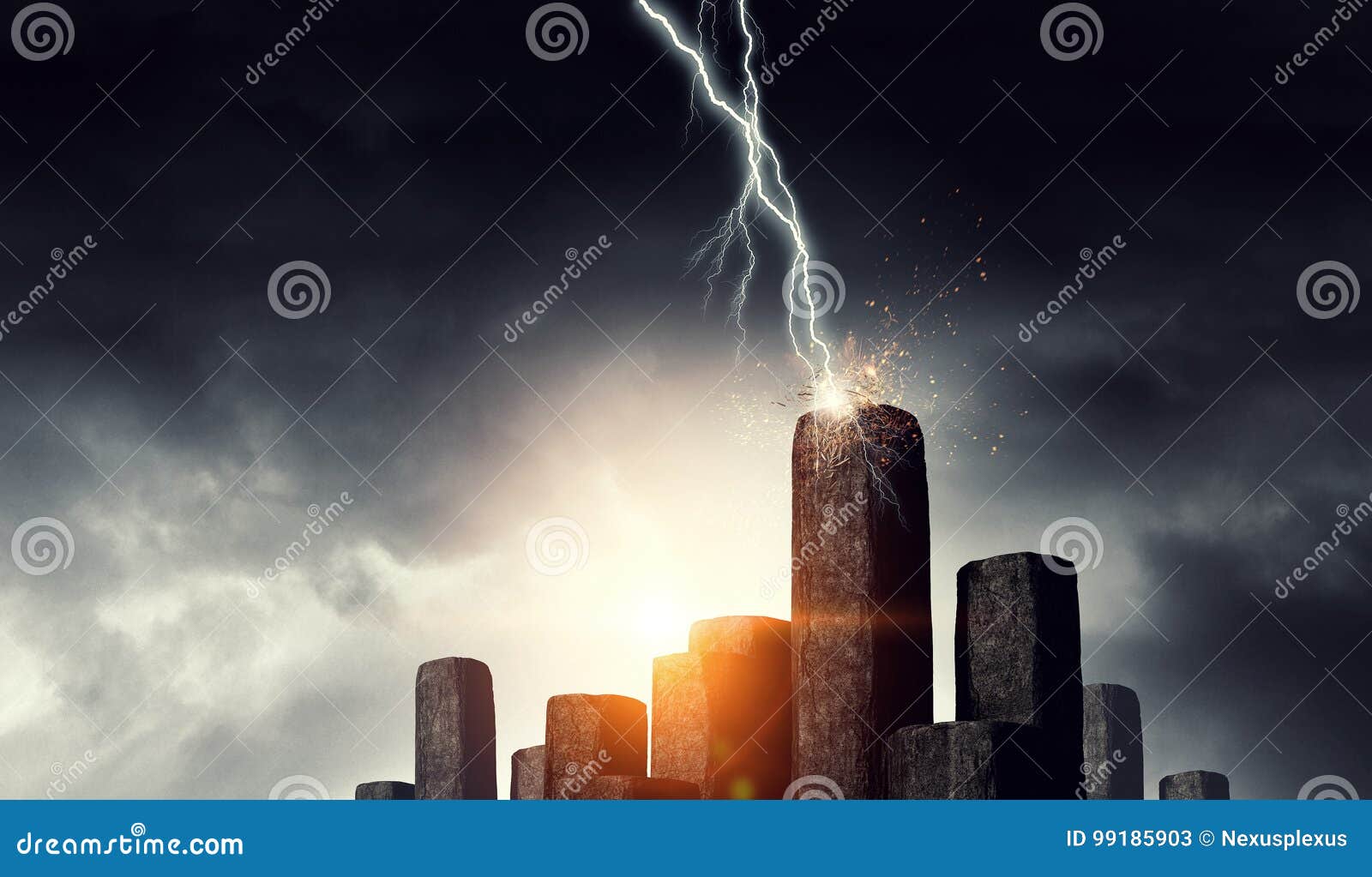 Thunder strike from sky stock image. Image of strike - 99185903