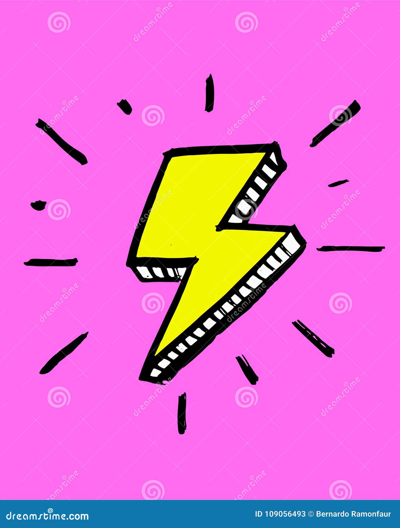 Thunder Symbol Ink Illustration Stock Vector - Illustration of colorful ...