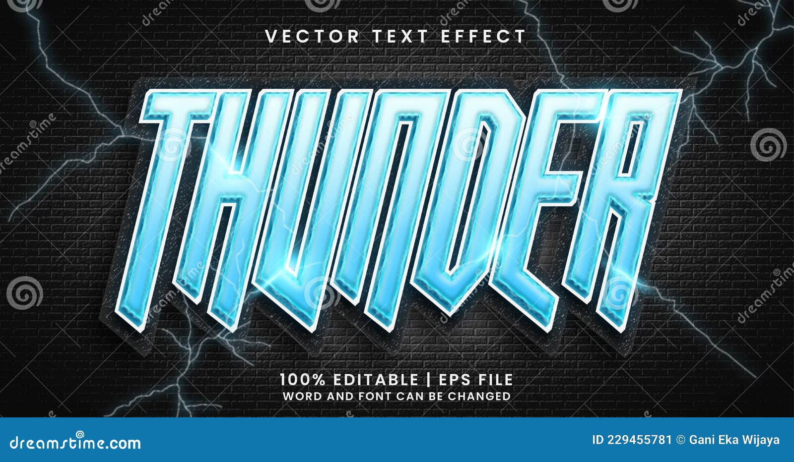Thunder Editable Text Effect Stock Vector - Illustration of alphabet ...