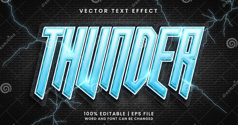 Thunder Editable Text Effect Stock Vector - Illustration of alphabet ...