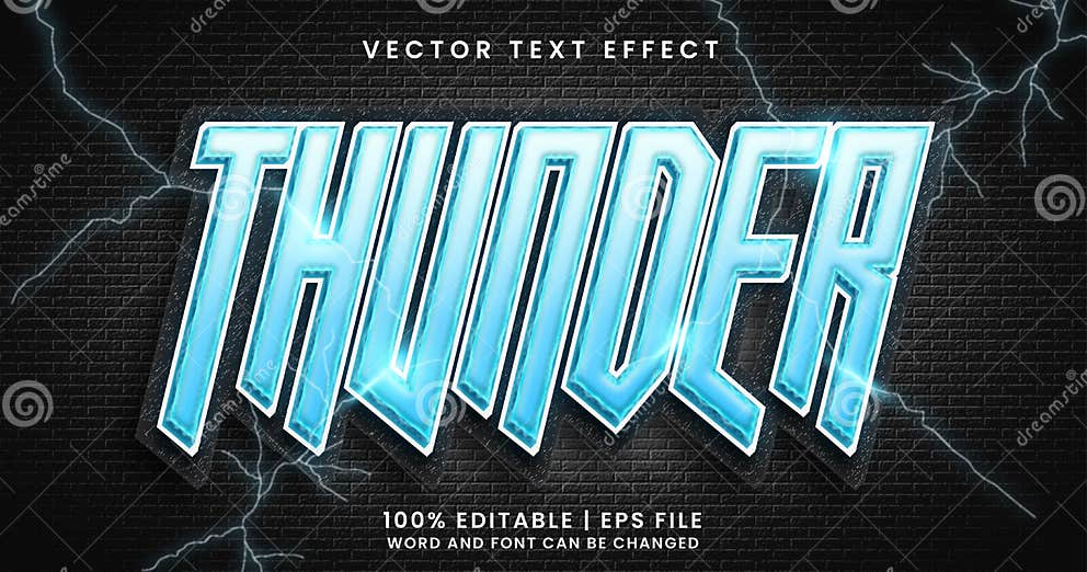 Thunder Editable Text Effect Stock Vector - Illustration of alphabet ...