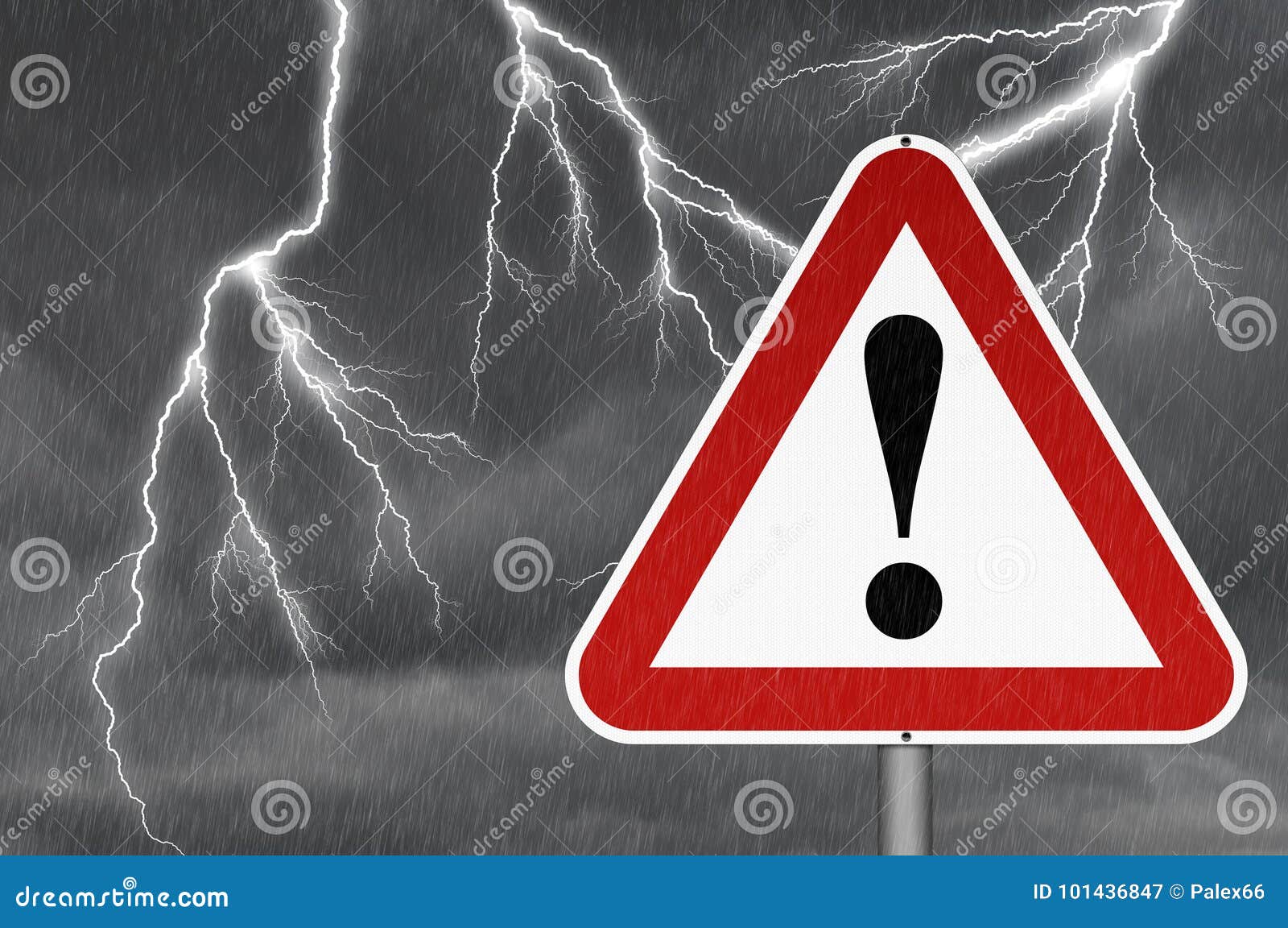 Thunder. Warning sign stock image. Image of electricity - 101436847