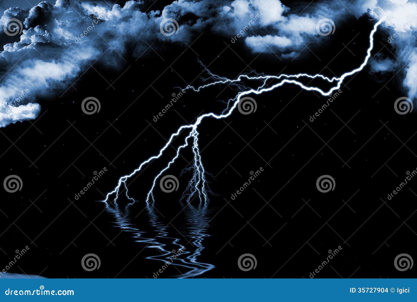 Thunder, Water and Blue Clouds Stock Illustration - Illustration of ...