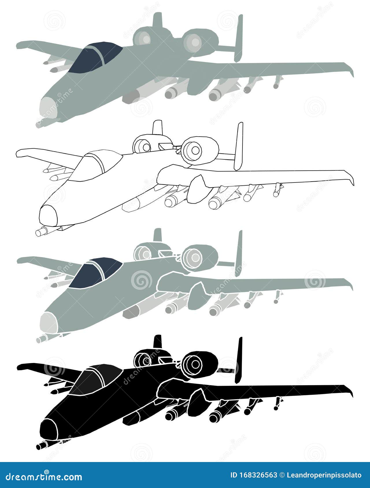 Thunderbolt Aircraft in Perspective View. Stock Vector - Illustration ...