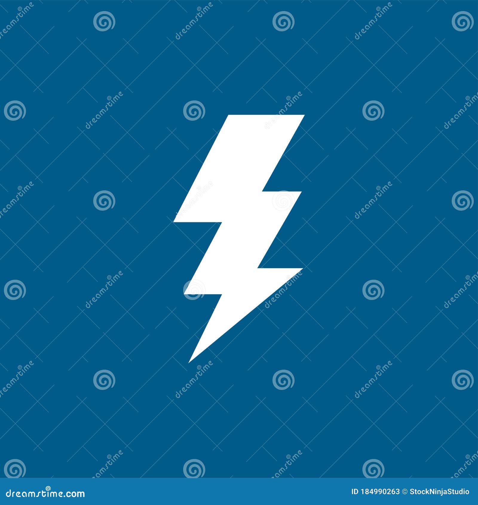 Thunderbolt Icon on Blue Background. Blue Flat Style Vector ...