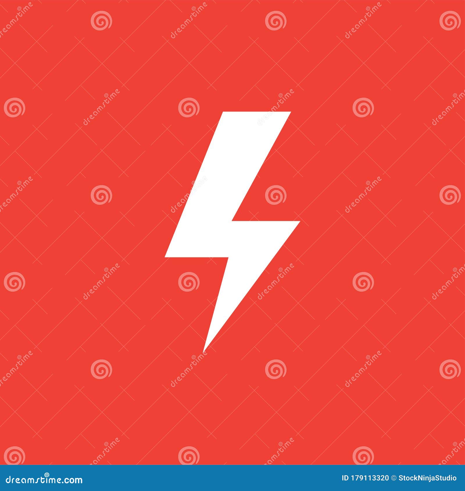 Thunderbolt Icon on Red Background. Red Flat Style Vector Illustration ...