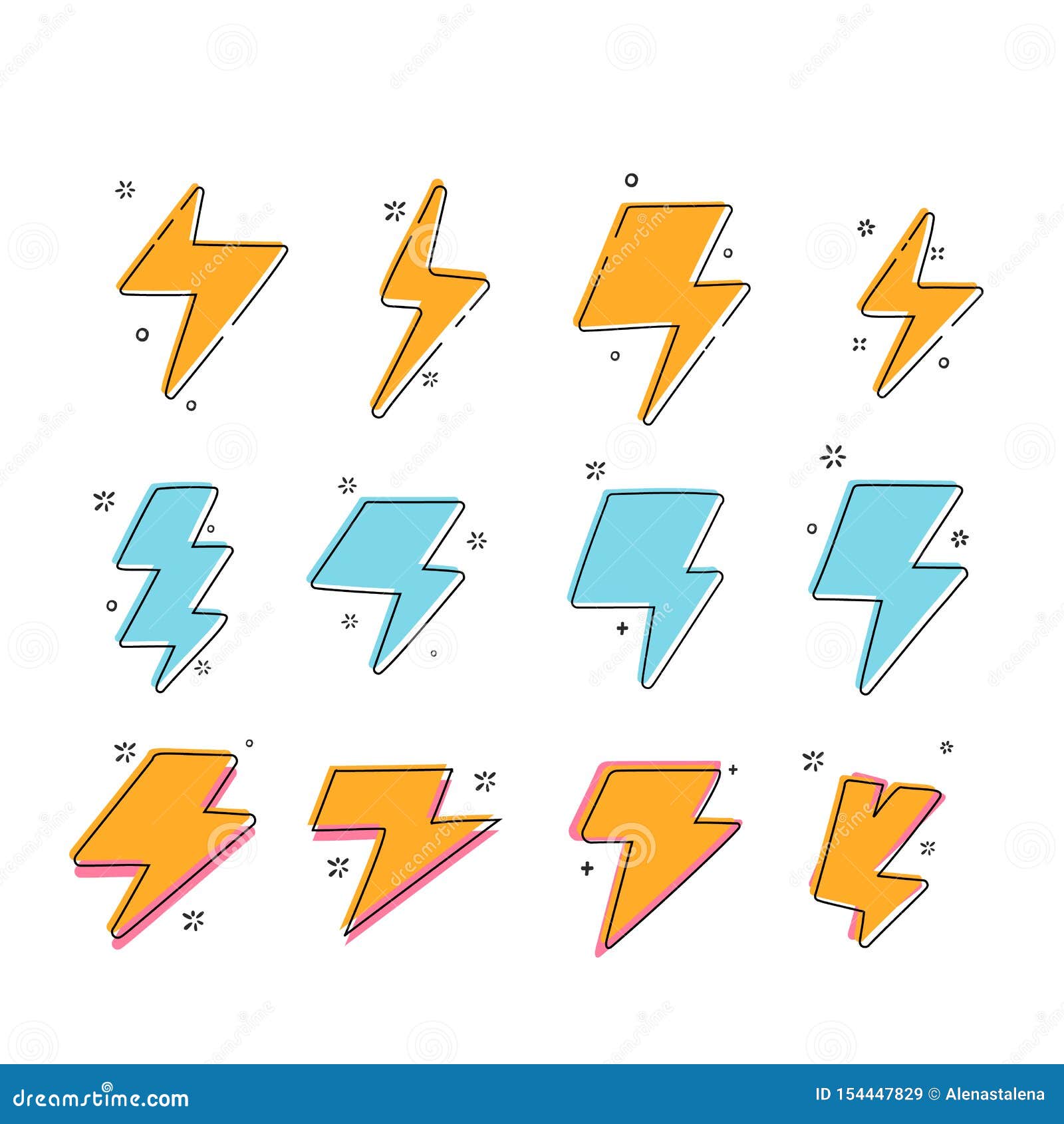 Thunderbolt Icon Set. Colorful Sale Promotion Sign Stock Vector ...