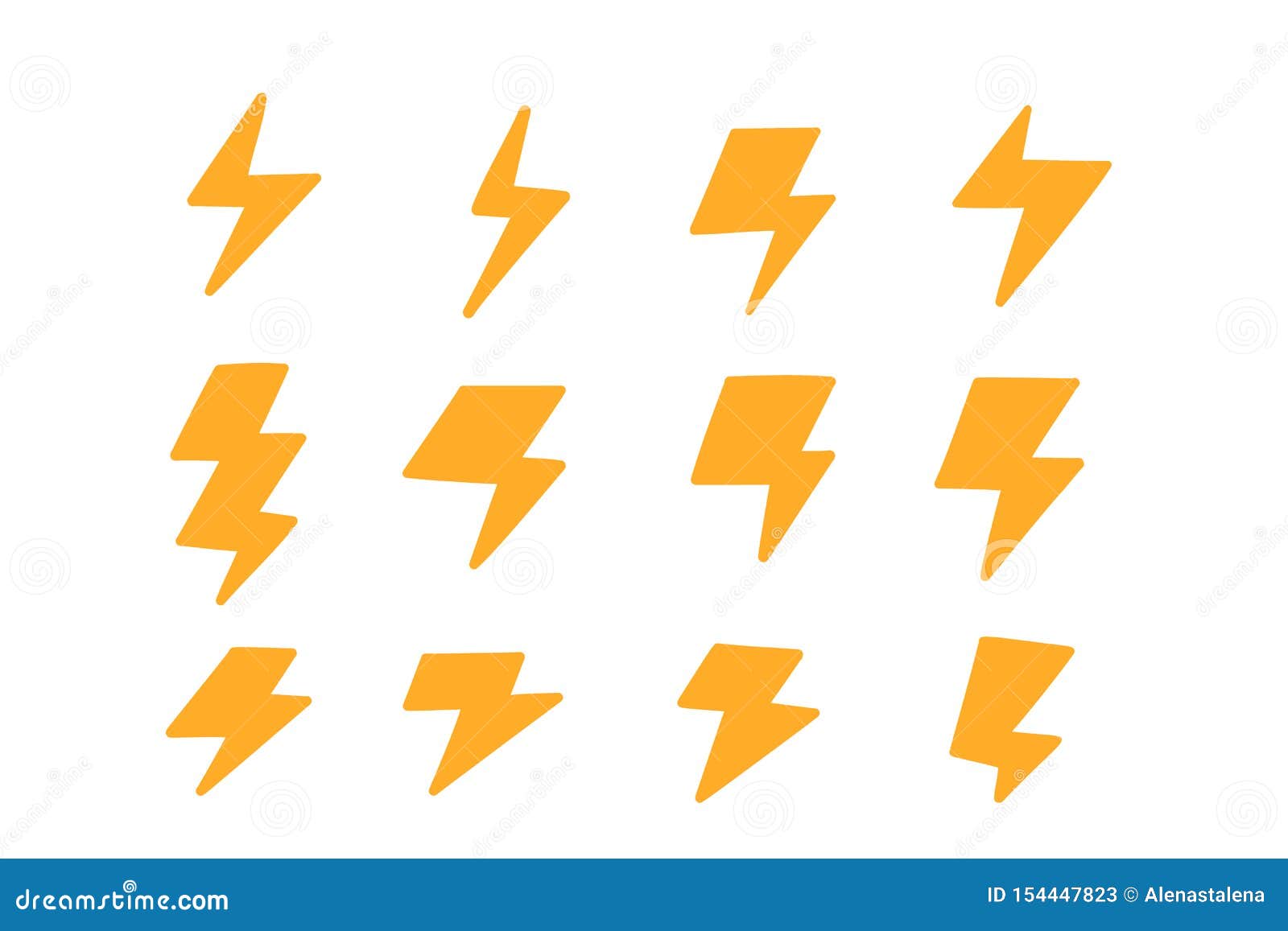 Thunderbolt Icon Set. Yellow Sale Promotion Sign Stock Vector ...