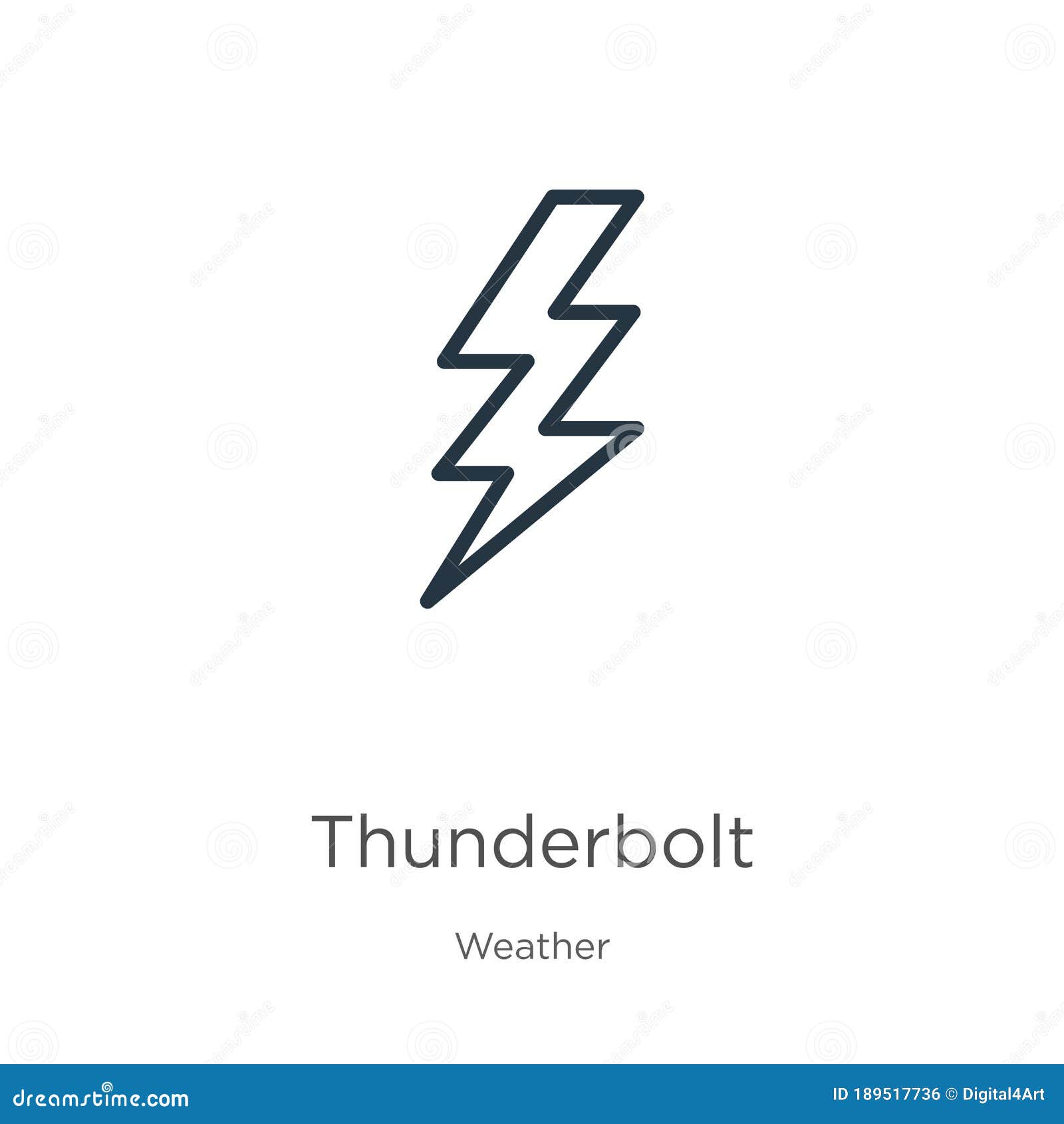 Thunderbolt Icon. Thin Linear Thunderbolt Outline Icon Isolated on ...