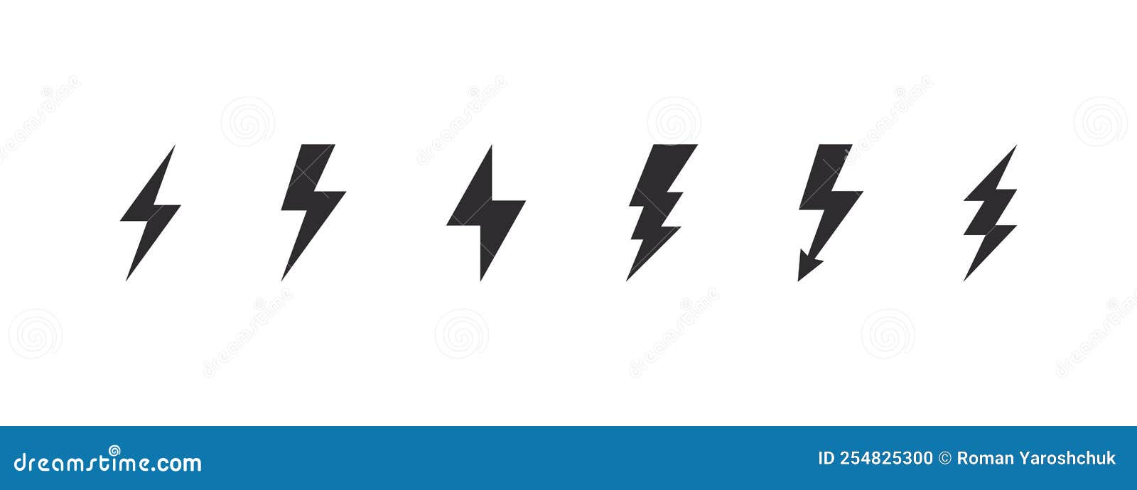 Thunderbolt Icons. Set Lightning Bolts. Bolt Lighting Icons Stock ...