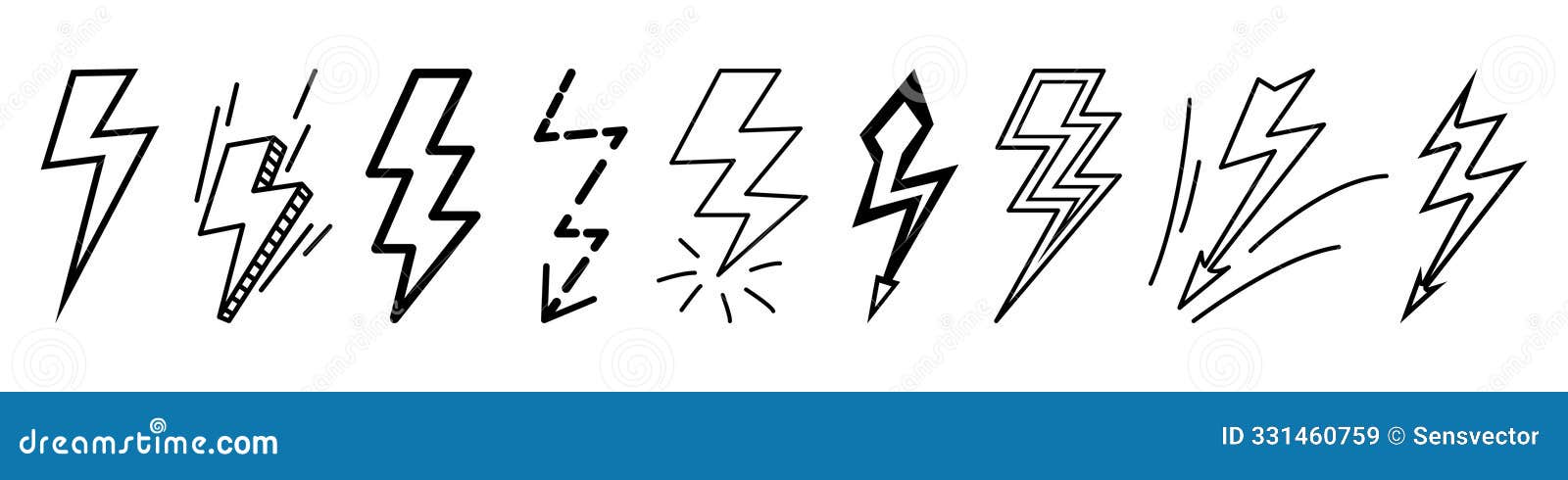 Thunderbolt Icons, Thunderstroke Collection Cartoon Vector ...