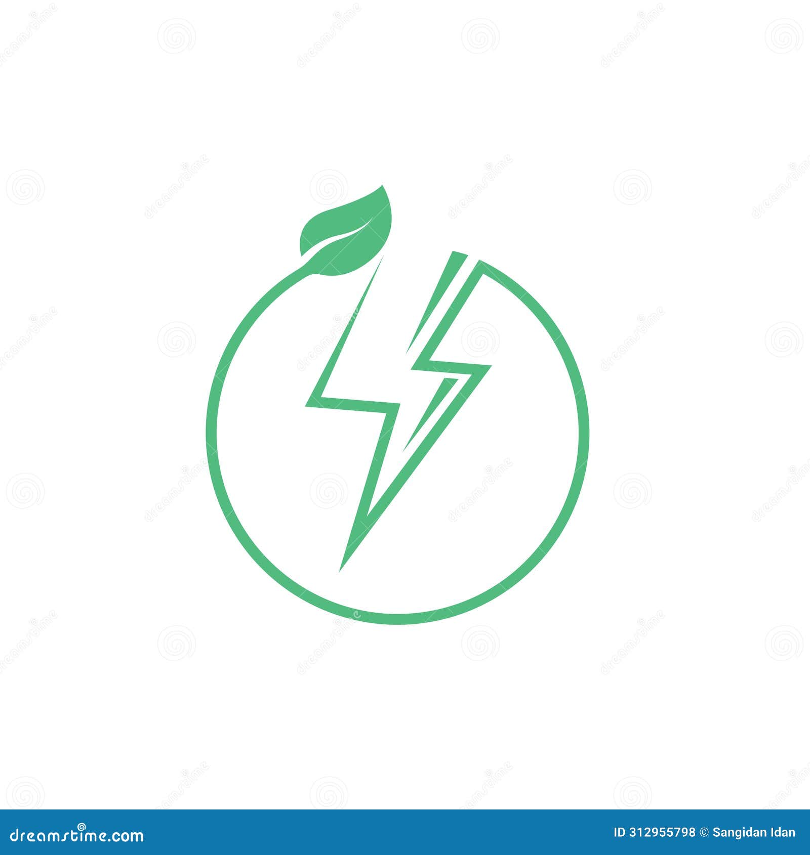 Thunderbolt Leaf or Eco Power Energy Circle Icon Vector Concept Design ...