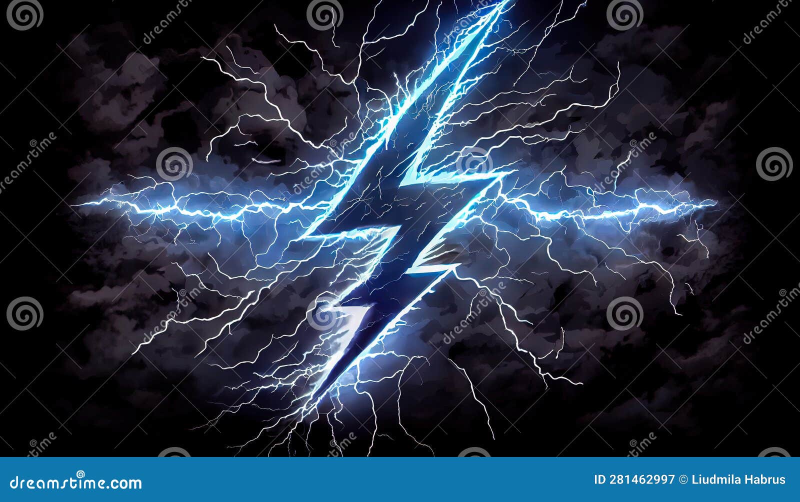 Thunderbolt Lightning Bolt on a Dark Background. Generative AI Stock ...