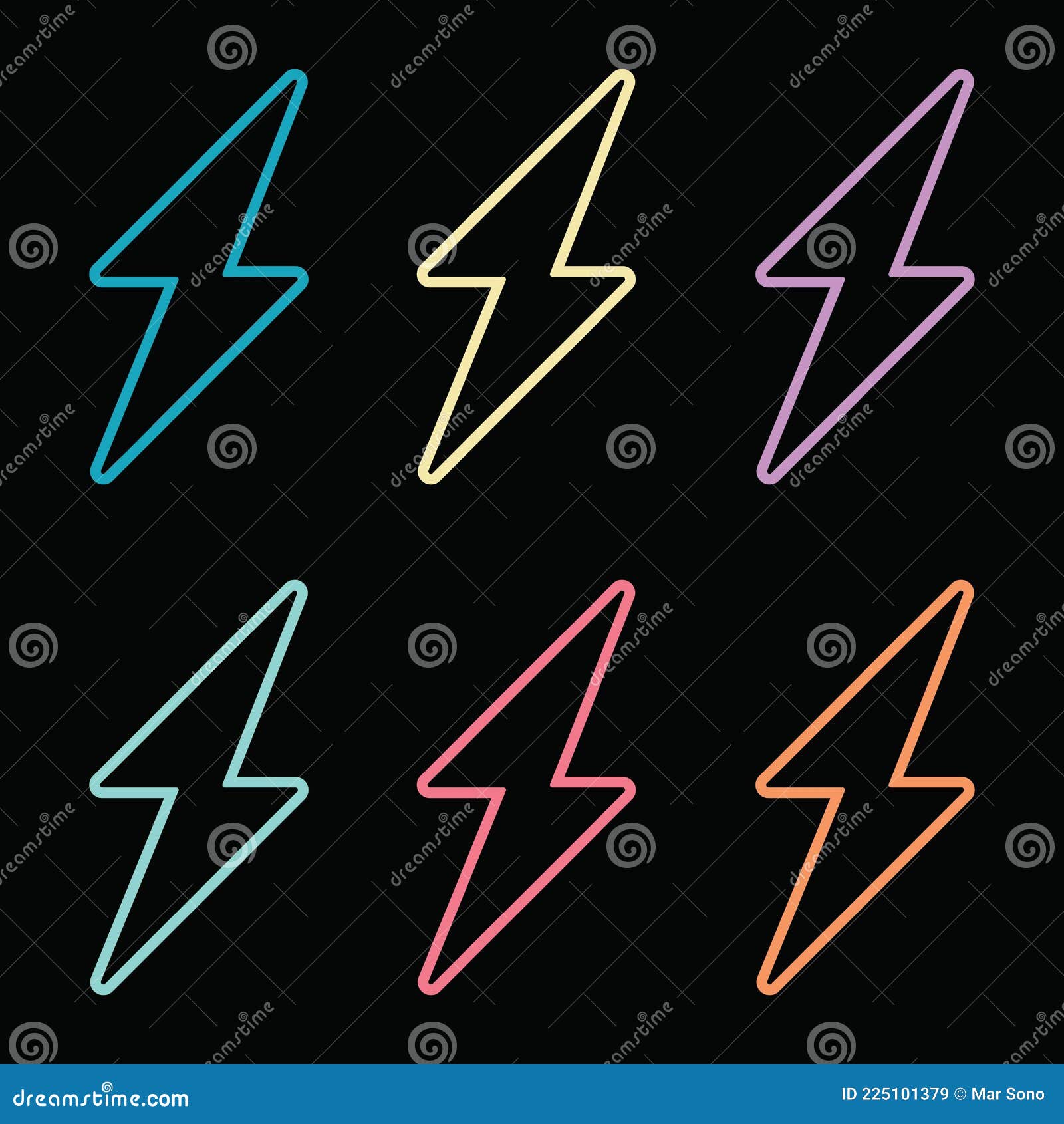 Thunderbolt Lightning Neon Color Vector Image Stock Vector ...