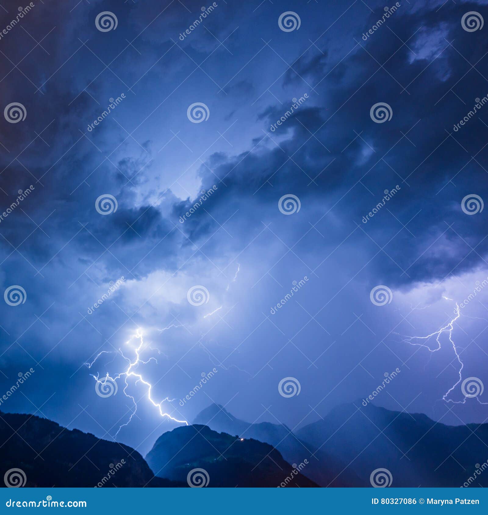 Thunderbolt stock photo. Image of dramatic, blue, exposure - 80327086