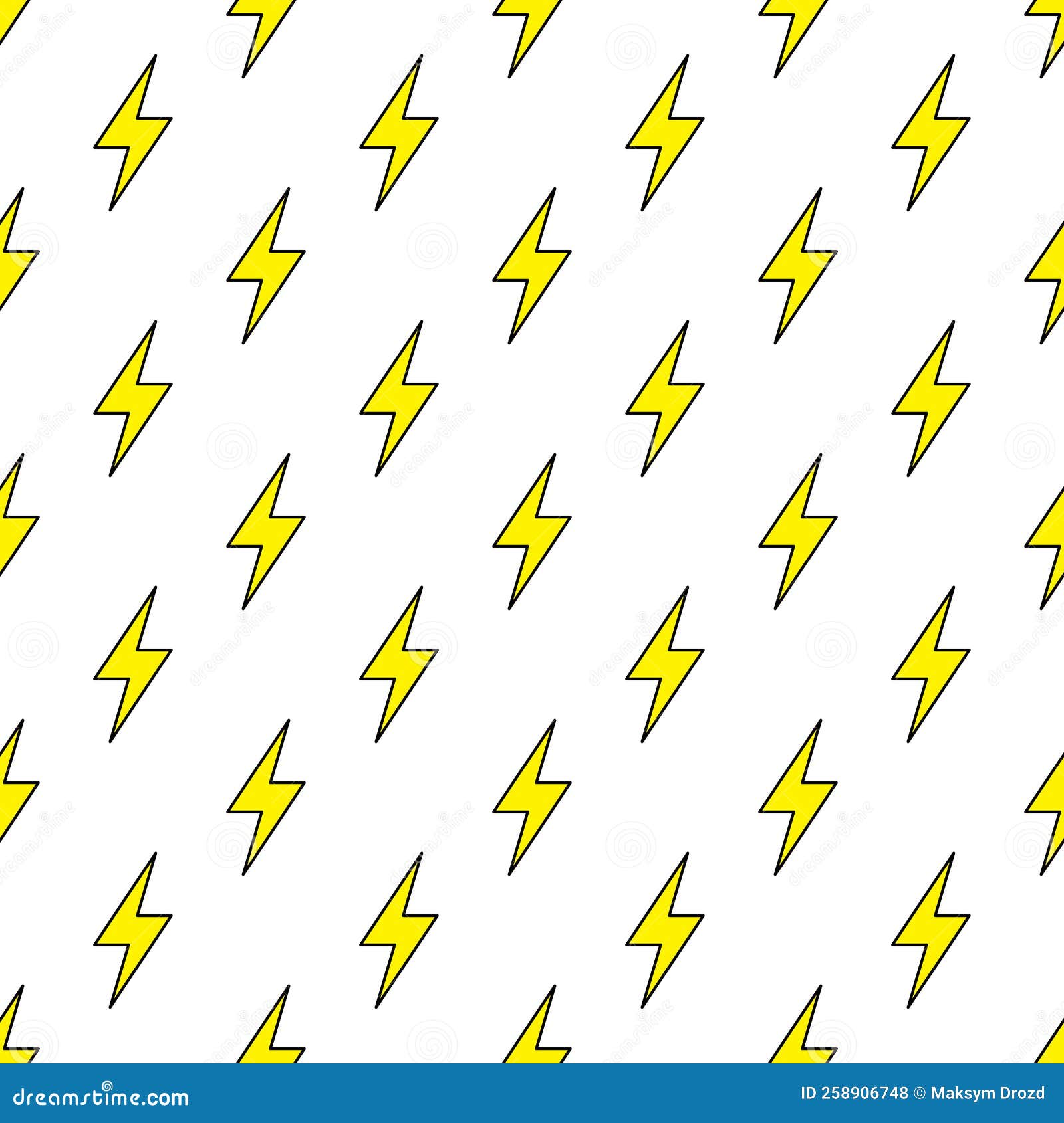 Thunderbolt Seamless Pattern on a White Background. Lightning Bolt ...