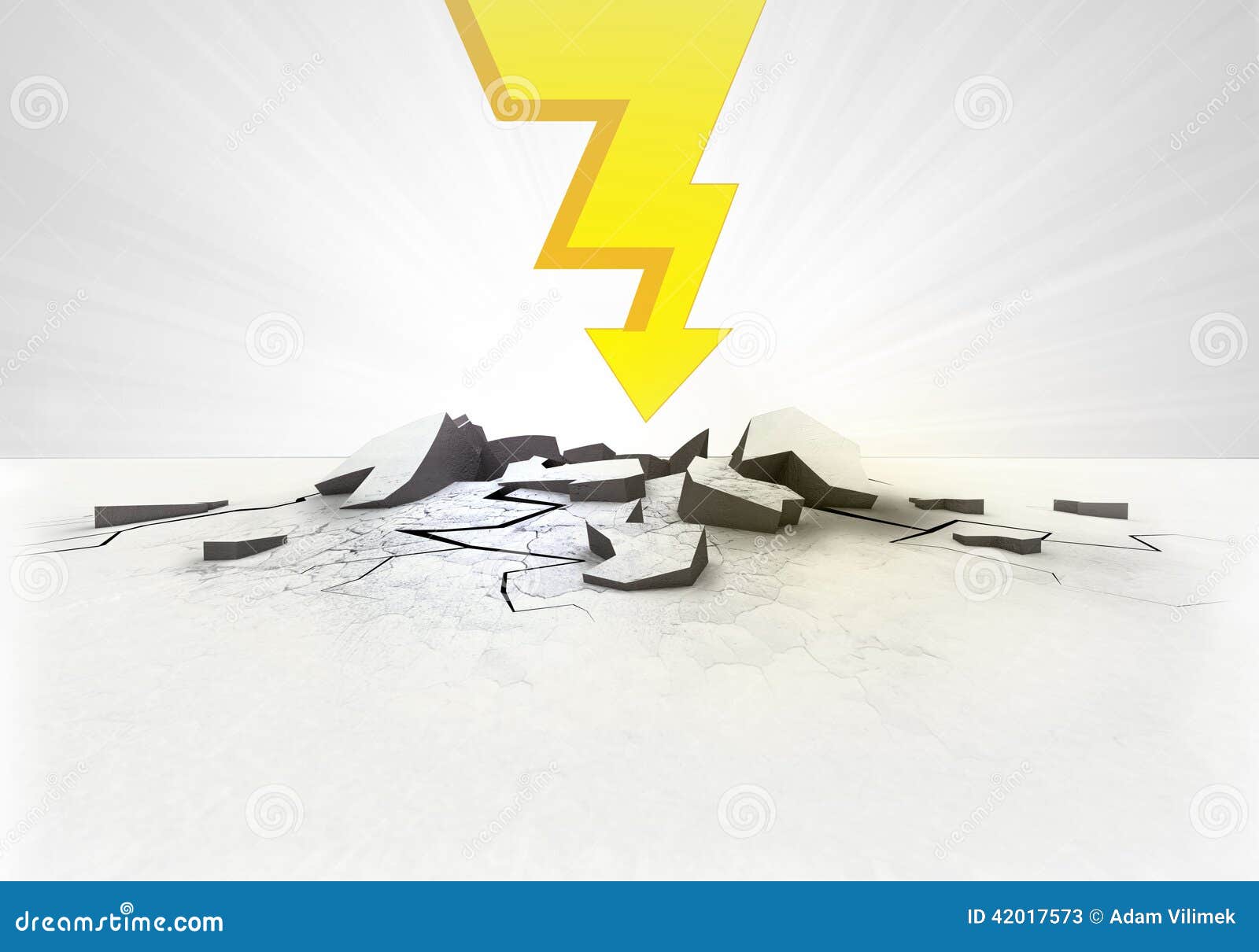 Thunderbolt Strike into Ground with Flare Concept Stock Illustration ...