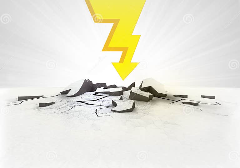 Thunderbolt Strike into Ground with Flare Concept Stock Illustration ...