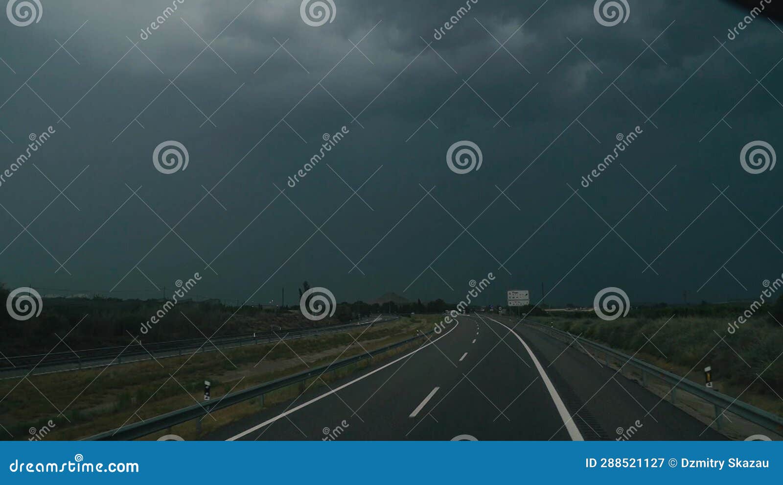Thunderbolt Strike on a Motorway during Rain at Dusk. Stock Video ...