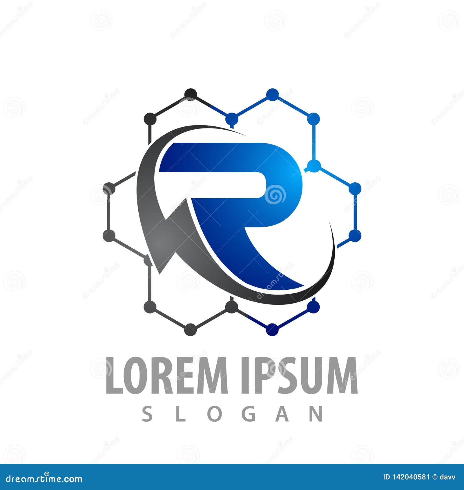 Thunderbolt Tech with Letter R Concept Design. Symbol Graphic Template ...