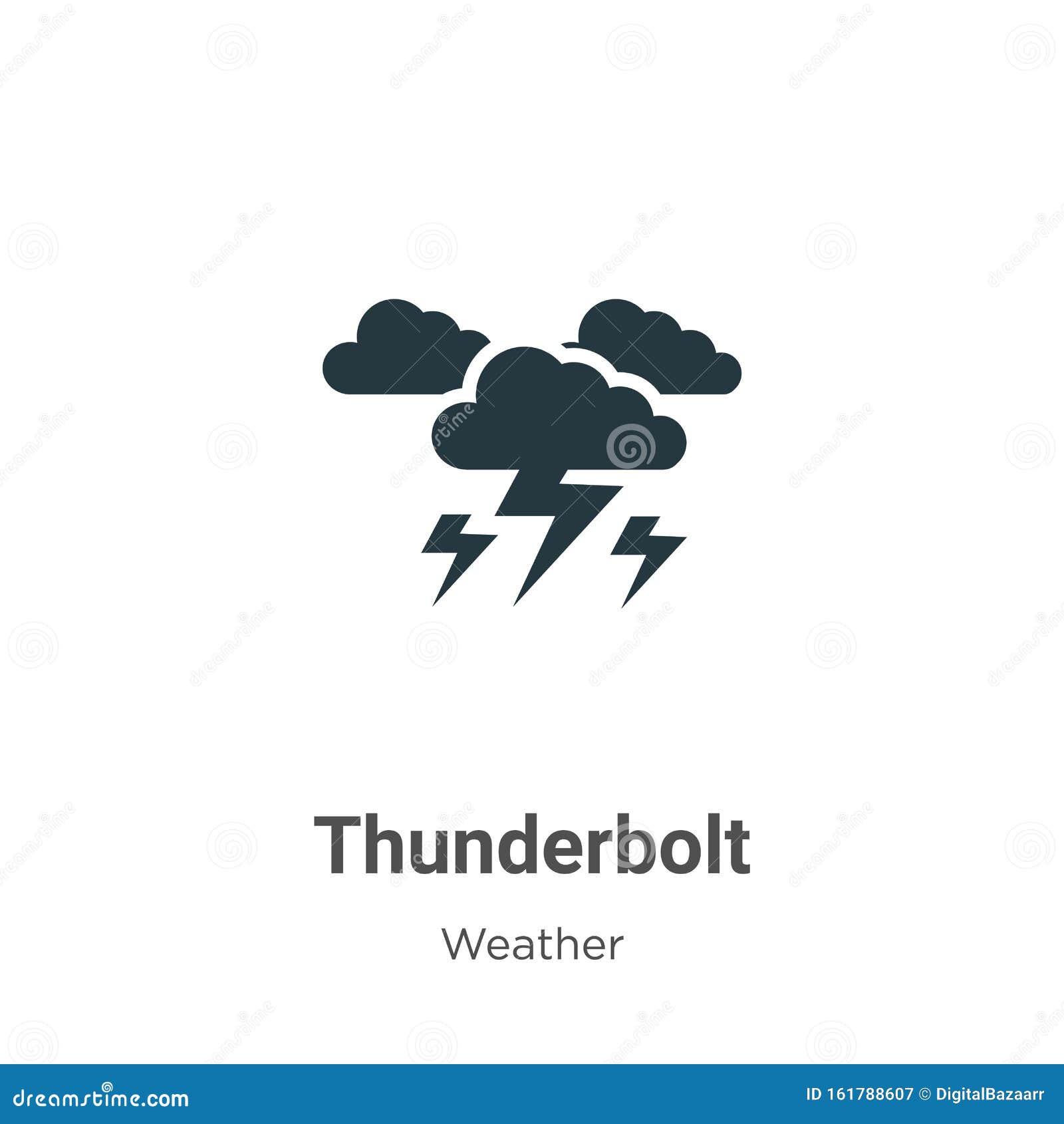 Thunderbolt Vector Icon on White Background. Flat Vector Thunderbolt ...