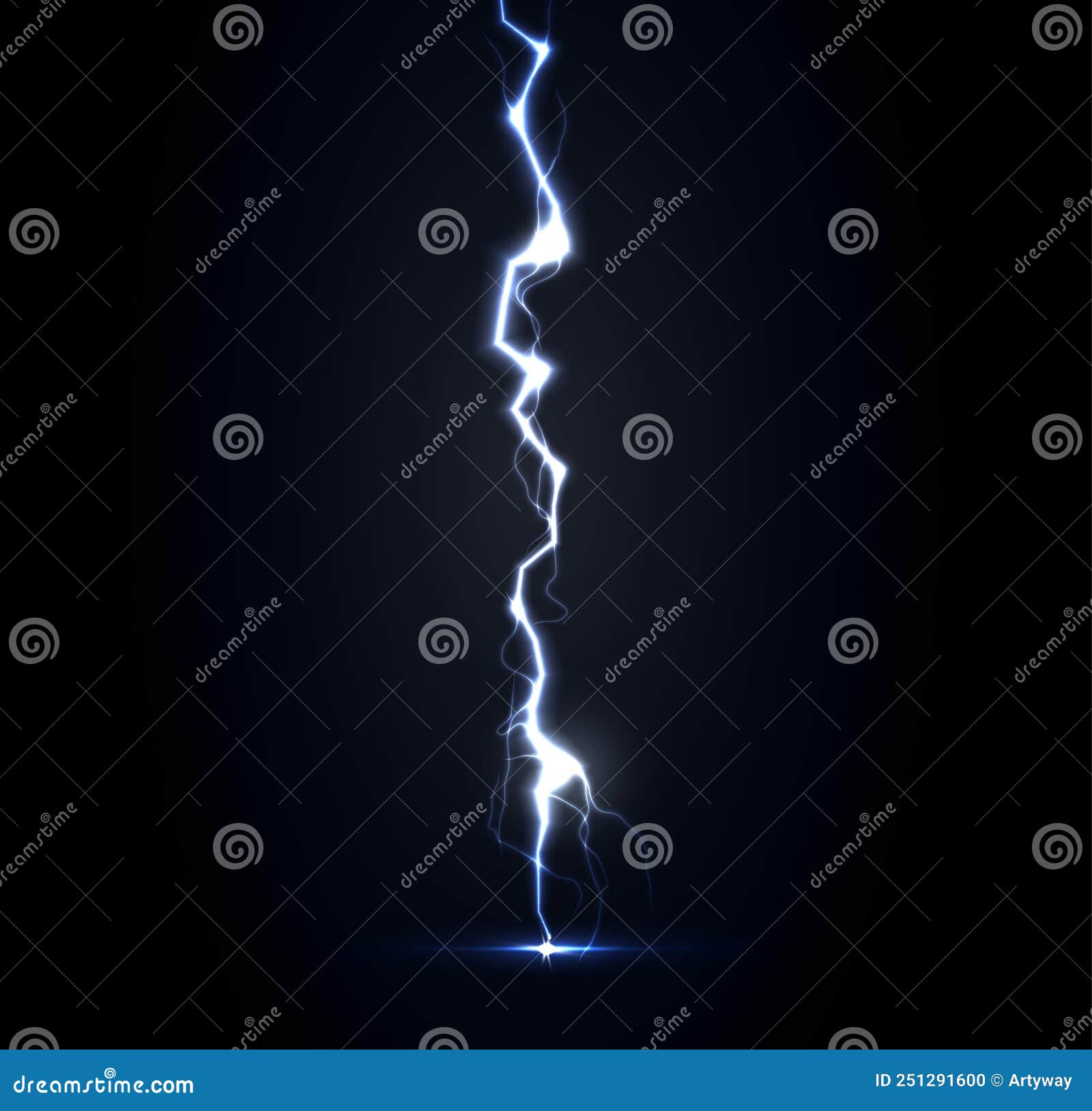 Thunderbolt Vector Illustration. Blue Lightning Strike on Dark ...