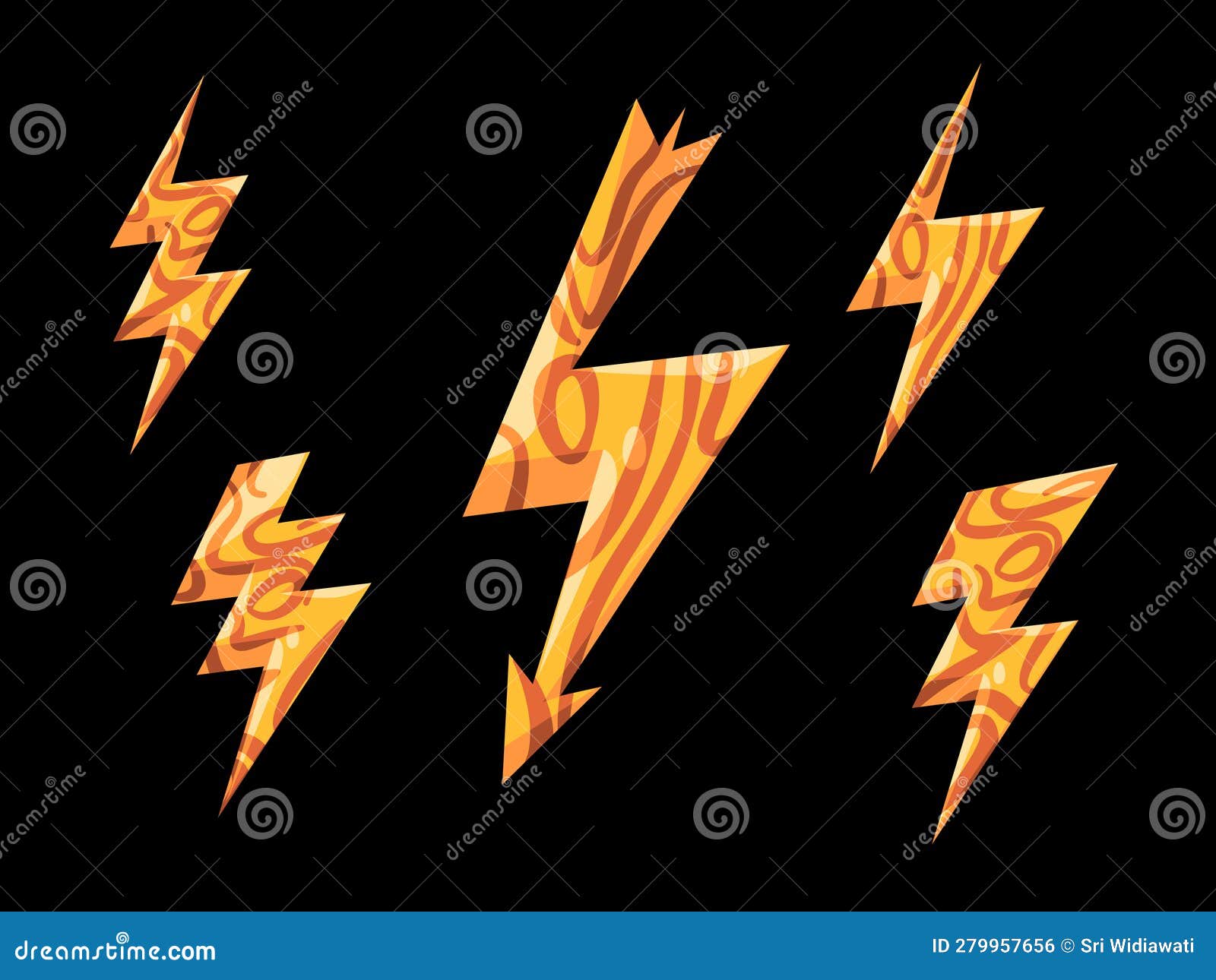 Thunderbolt Yellow Color Electrical Lightning Energy Power Flash ...