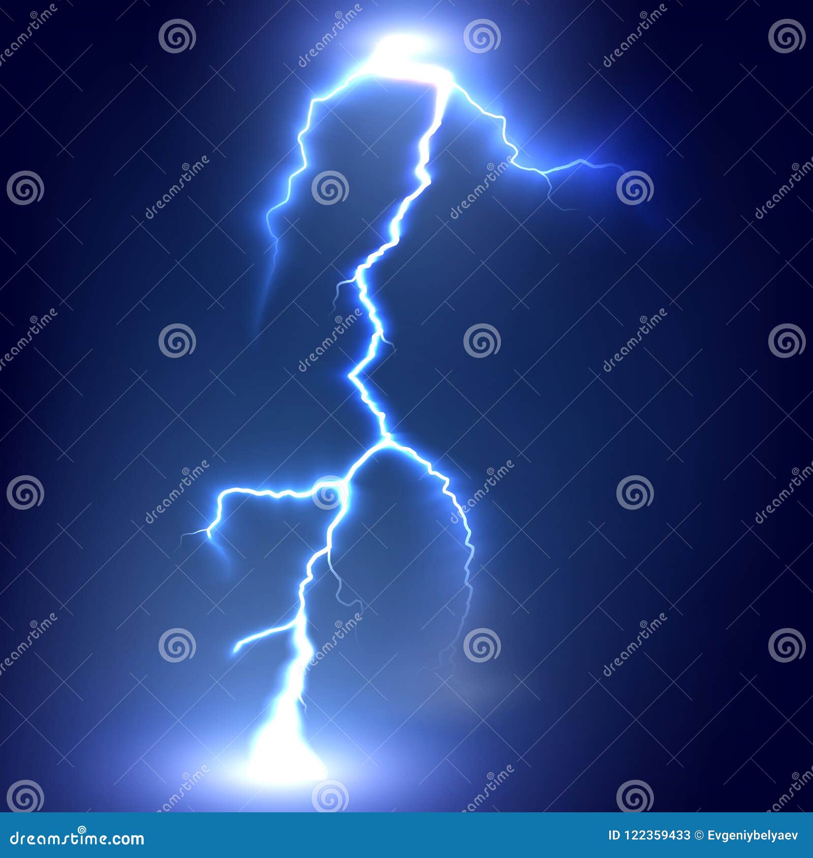 Lightning Strikes the Ground. Electric Light Thunder Spark. Realistic ...