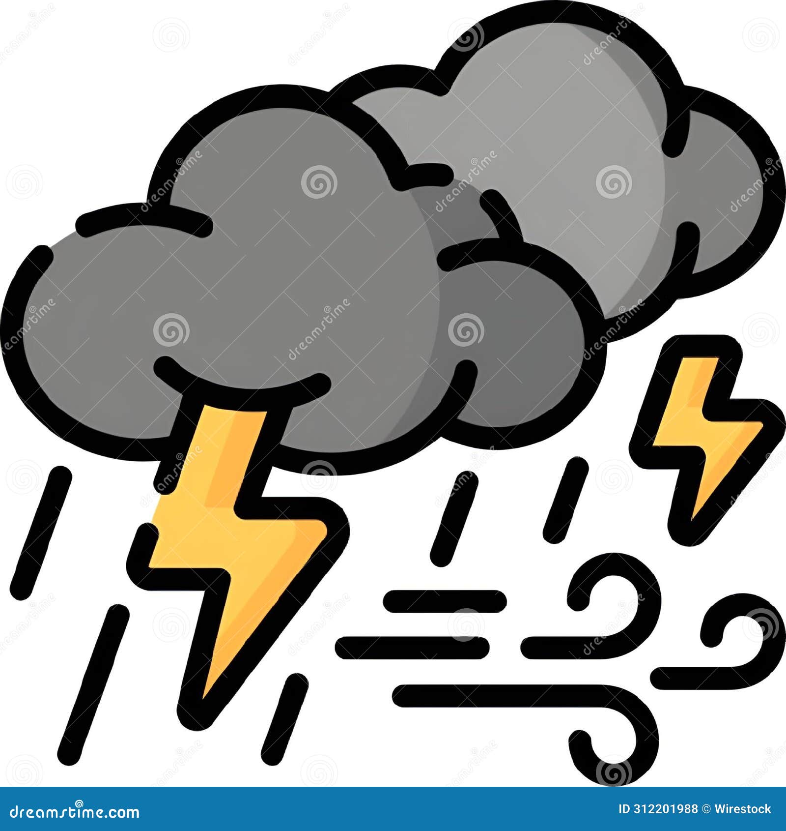 Thundercloud and Lightning Bolts for Weather and Climate Theme Stock ...