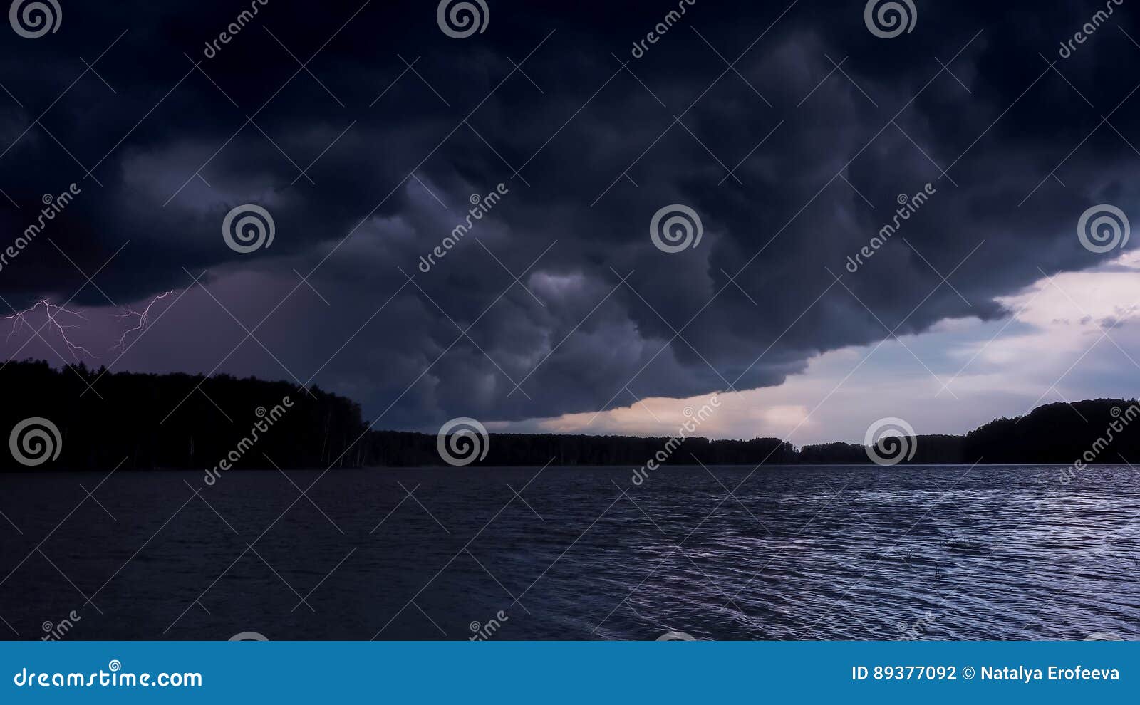 Thundercloud Overshadows the Sun. Stormy Sky Over the Evening River ...