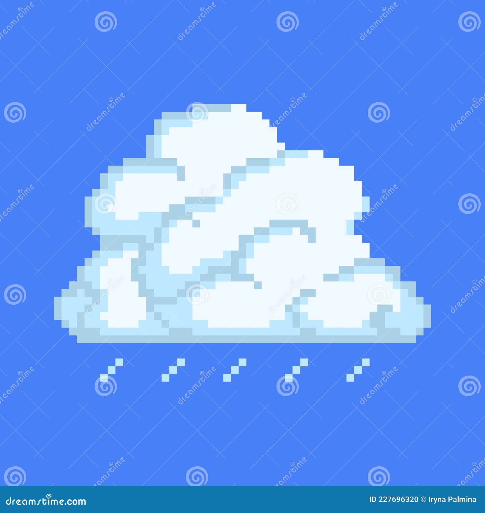 Thundercloud Pixel Cloud with Rain. Cumulus White Cluster with Gray ...