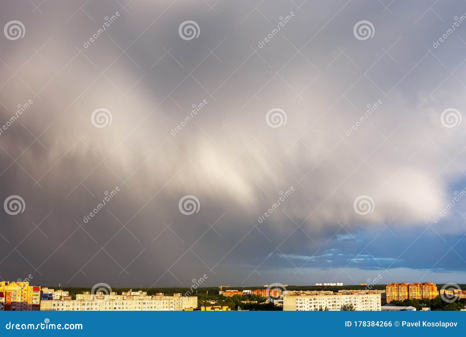 Thundercloud and Rainbow Over the City Stock Photo - Image of nature ...