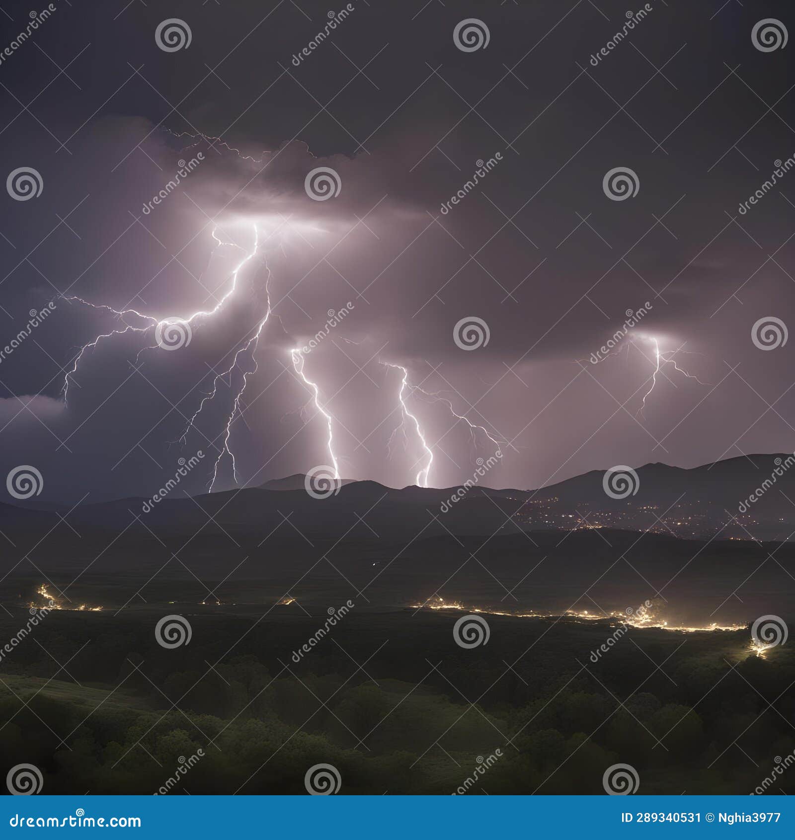 Lightning Strikes Like a Jagged Spear, Ripping through the Heavens in a ...