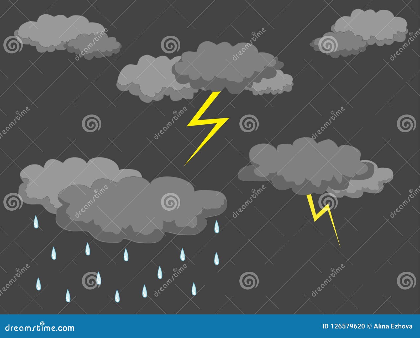 Thunderclouds and Lightning Stock Vector - Illustration of dark ...