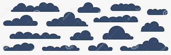 Thunderclouds Set. There is a Half Cloud in the Sky. Set of Abstract ...