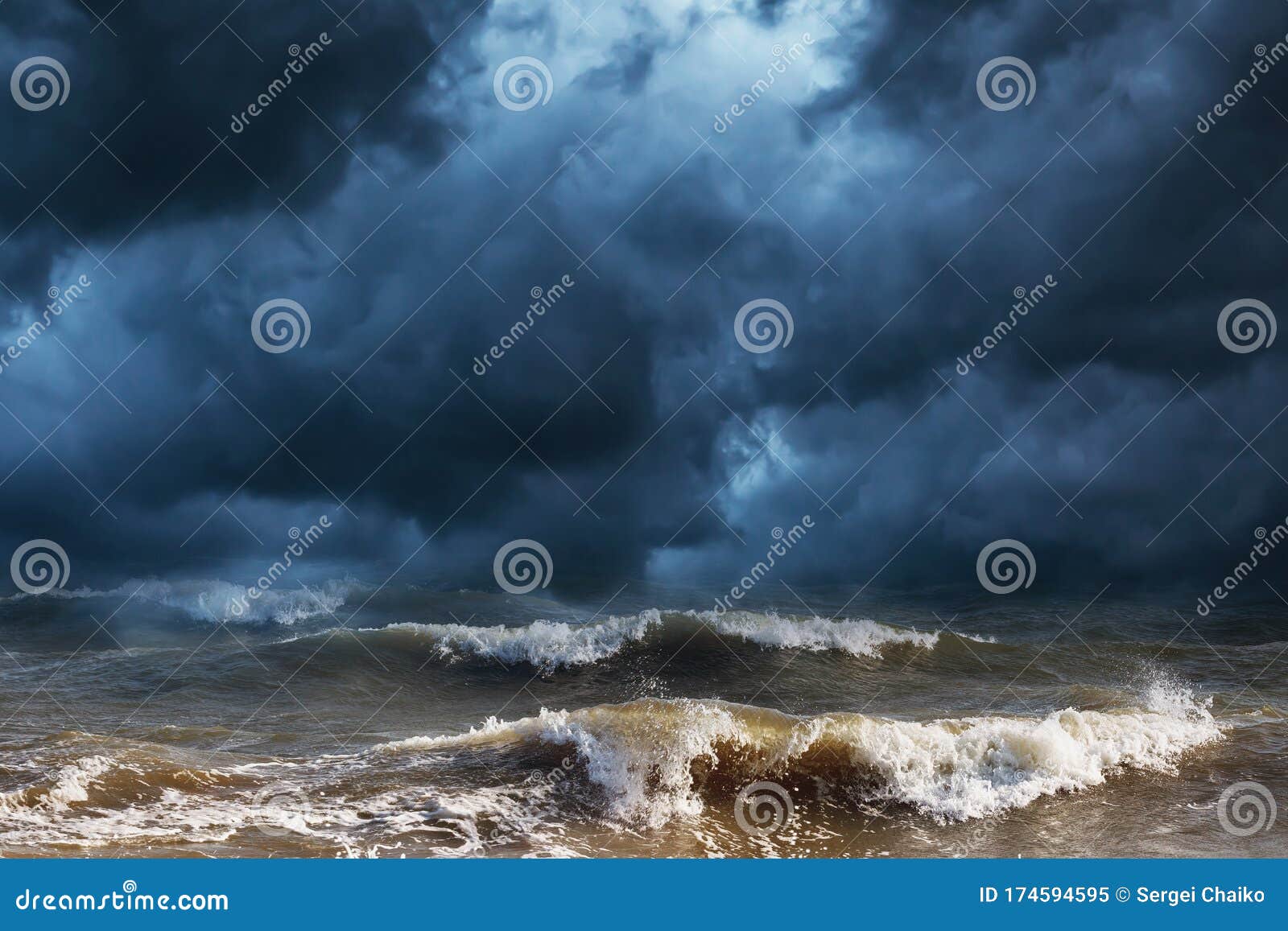 Thunderclouds and Storm at Sea. Nature Background Stock Image - Image ...