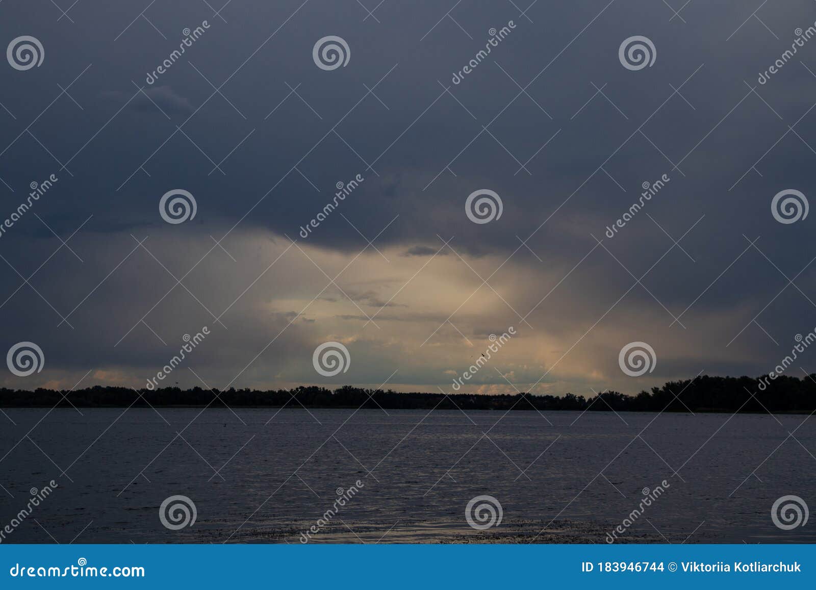 Thunderclouds at Sunset Over the Dnieper River in Ukraine Stock Photo ...