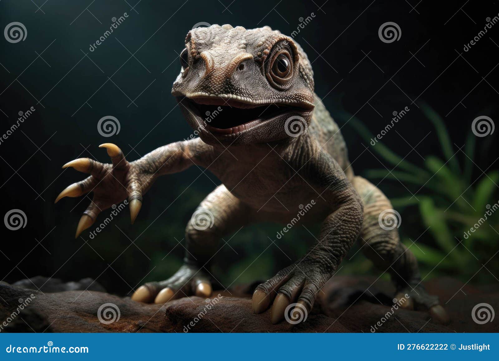 A Thunderous Baby Trex Taking Its First Steps Eyes Blazing and Teeth D ...