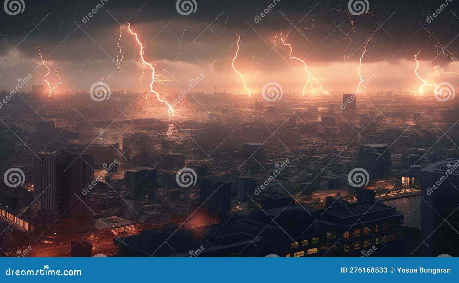 Sky With Thunderous Digital Painting Royalty-Free Cartoon ...