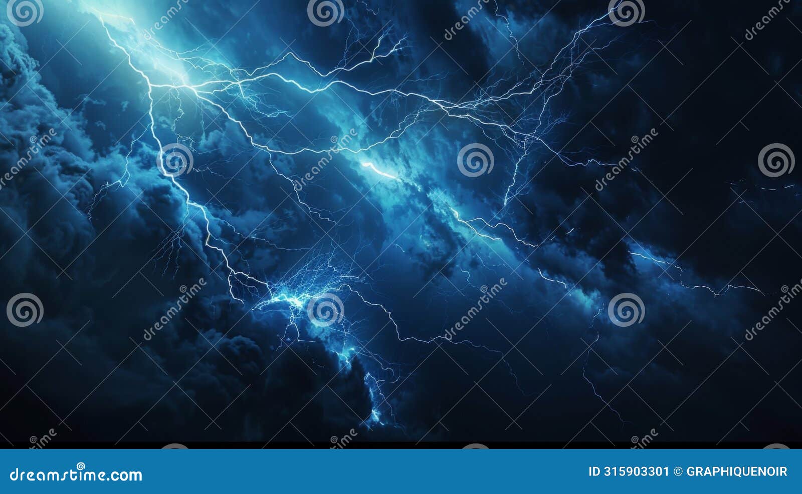 Thunderous Dark Sky with Black Clouds and Flashing Lightning. Natural ...